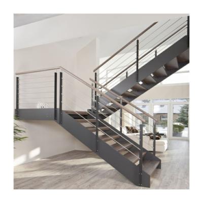 Cina Original factory l-shape straight staircase wood tread stairs in vendita