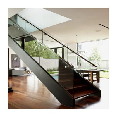 Cina Competitive price straight iron stair designs metal and wood stairs in vendita