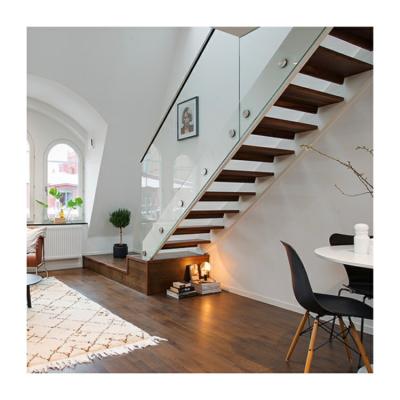 Cina Manufacturer 2 flights straight staircase used solid wood stairs in vendita