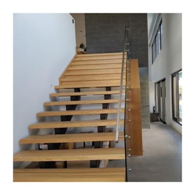 Cina After-sale warranty single stringer straight staircase building wood stairs in vendita