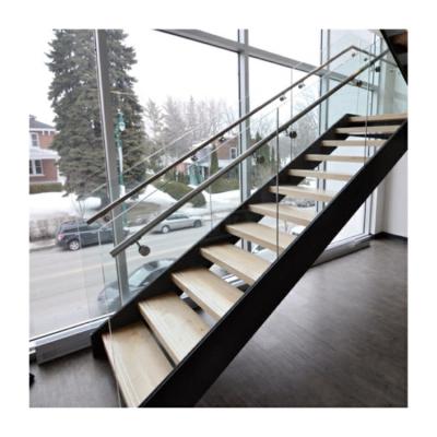 Cina Villa modern design straight staircase portable steel wood stairs in vendita
