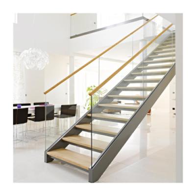 Cina Factory supply unique design straight staircase indoor beech wood treads stairs in vendita
