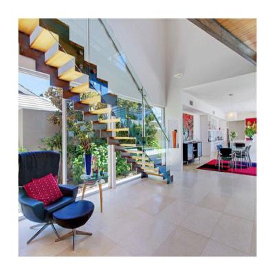 Cina Latest fashion straight floating staircase portable wooden stairs in vendita