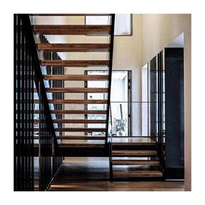Cina Service-oriented steel stringer straight staircase how to stain wood stairs in vendita