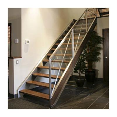 Cina Reasonable design stringer straight stairs u-shaped wood staircase in vendita