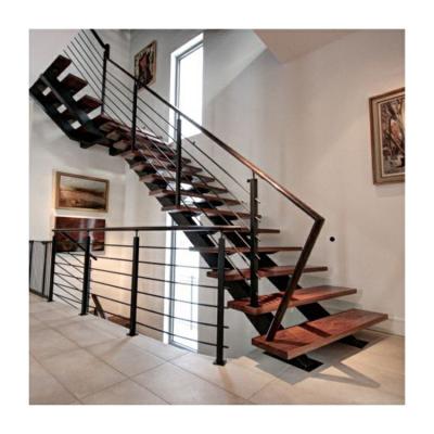 Cina Library staircase design l shape oak wooden stair in vendita