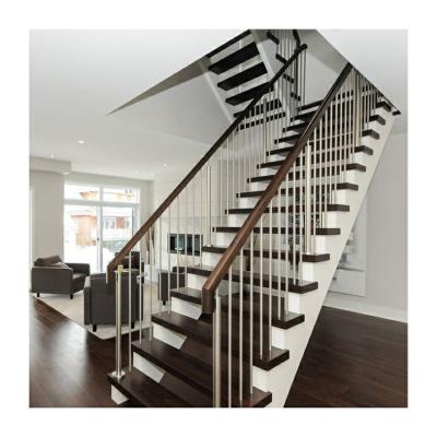 China Beautiful shape l shaped stairs with landing custom made wood stair Te koop