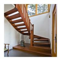 China Elegant style floating straight staircase single stringer wood stair for sale