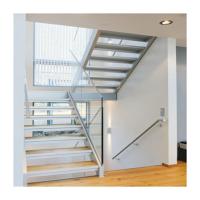 China Elegant style floating straight staircase single stringer wood stair for sale