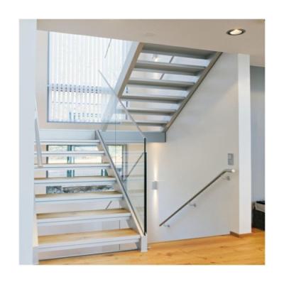 中国 Elegant style floating straight staircase single stringer wood stair 販売のため