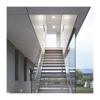 China Elegant style floating straight staircase single stringer wood stair for sale