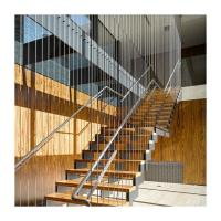 China Elegant style floating straight staircase single stringer wood stair for sale