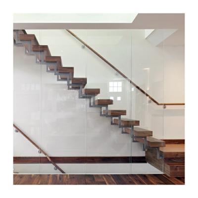 Cina House project glass railiing straight staircase oak wood stair in vendita