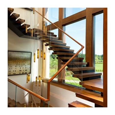 Cina General direct sales glass straight stairs wood box step staircase in vendita