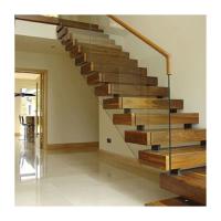 China Hotel l shape straight stairs solid wooden step staircase for sale