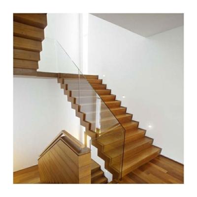 Cina Luxury double spine straight stairs steps wood staircase in vendita