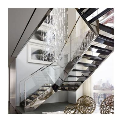 Cina Discount Floating straight stairs wood treads staircase in vendita