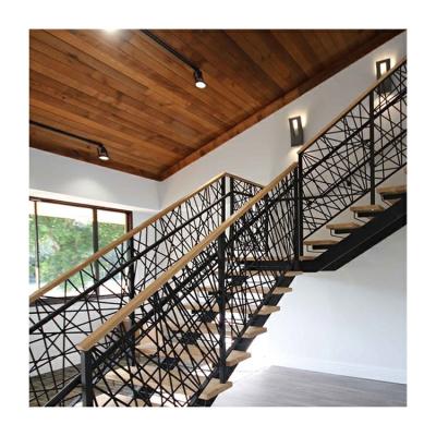 Cina New type straight steel stairs outdoor wood steps staircase in vendita
