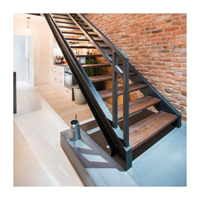 Cina Beautiful shape newest design long straight stairs contemporary wood staircase in vendita