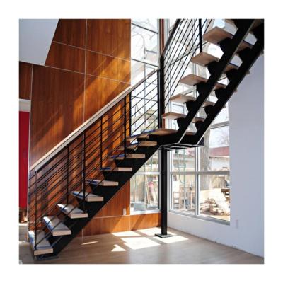 Cina Commercial safe single stringer straight stairs dark wood staircase in vendita