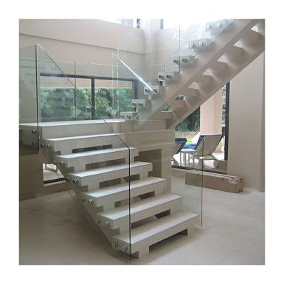 Cina Reasonable design rod handrail straight stairs wood tread staircase in vendita