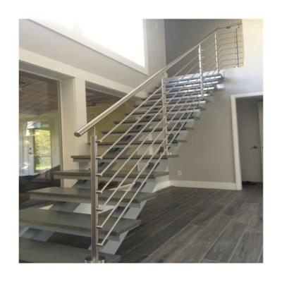 中国 General direct sales double stringers straight stairs l-shaped wood staircase 販売のため