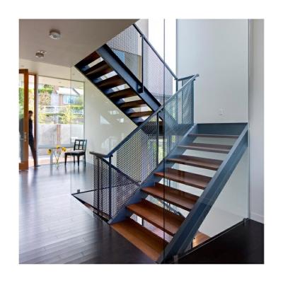 Cina Factory direct glass railing straight stairs maple solid wood glass staircase in vendita