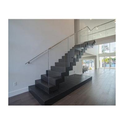 Cina Factory direct glass railing straight stairs maple solid wood glass staircase in vendita