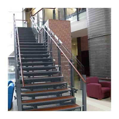 Cina New design straight floating stairs steel wood tread staircase in vendita