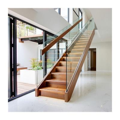Cina New promotion residential straight stairs dark wood staircase in vendita
