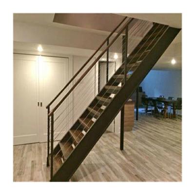 中国 Factory direct supply decorative straight stairs steel stringer wood staircase 販売のため
