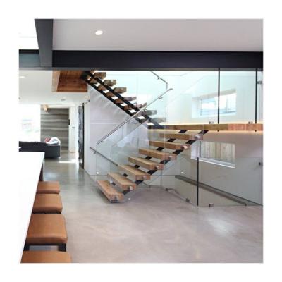 中国 Factory direct supply decorative straight stairs steel stringer wood staircase 販売のため