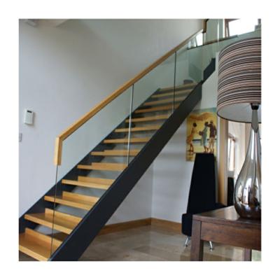 Cina House project l type stairs solid wooden tread staircase in vendita