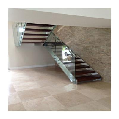 Cina House project l type stairs solid wooden tread staircase in vendita