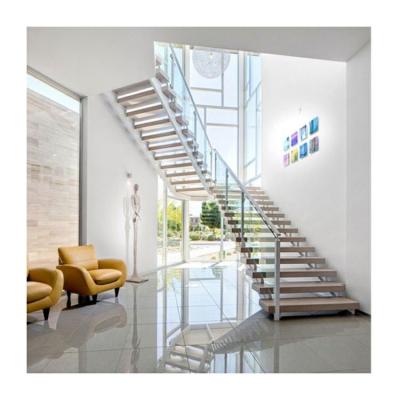 Cina Fashion design l shaped stairs solid wood tread staircase in vendita