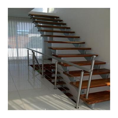 Cina Condominium wire railing straight stairs wood box step staircase in vendita