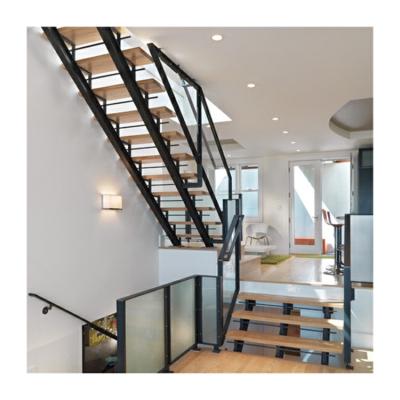 Cina Manufacturer supply standard straight stairs wood glass staircase in vendita
