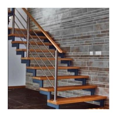Cina Building decorated straight glass stair gray wood tread staircase in vendita