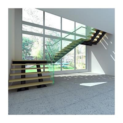Cina Easy to use outdoor straight stair red brown wooden box tread staircase in vendita