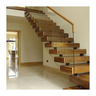Cina Foshan factory stainless steel straight stair light wooden box tread staircase in vendita