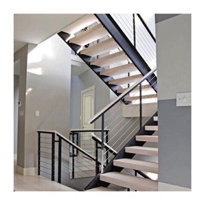 Cina Affordable indoor straight stair rubber wood tread staircase in vendita