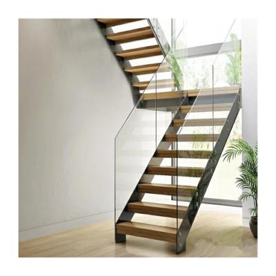 Cina Assured straight wrought iron stair indoor wood treads staircase in vendita