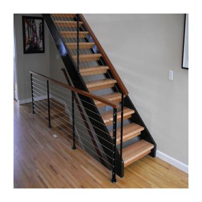 Cina China factory prefab metal straight stair custom wood staircase in vendita