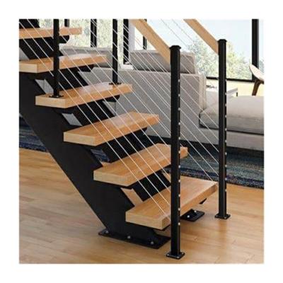 Cina Affordable deck straight stair stainless steel wooden staircase in vendita
