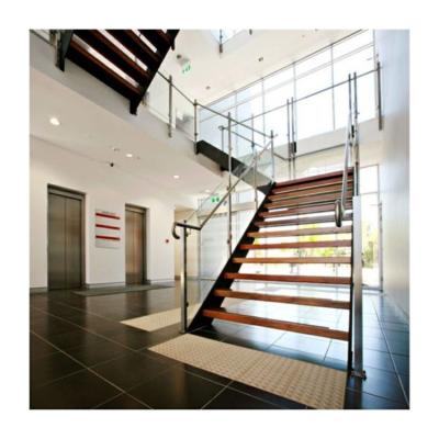 Cina Customized indoor l shape straight stair red wood box tread staircase in vendita