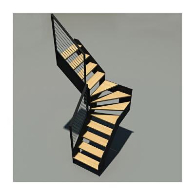 Cina Reliable performance glass treads straight stair special wood railing staircase in vendita