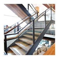 China Library straight stringer stair indoor loft solid wood treads staircase for sale