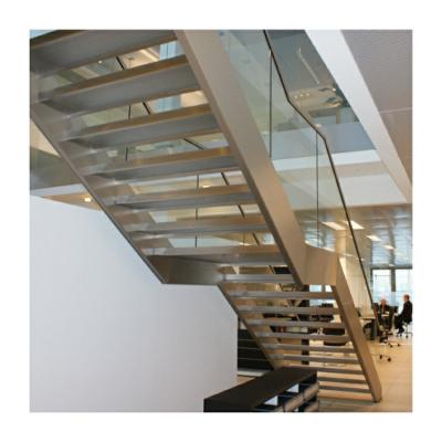Cina Steel u staircase metal glass stairs modern l straight staircase in vendita
