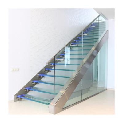 Cina Round bar railing staircase stairs glass railing straight staircase in vendita