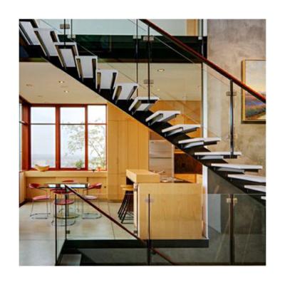 Cina Low cost stair design used indoor glass balustrade stairs top level straight staircase in vendita